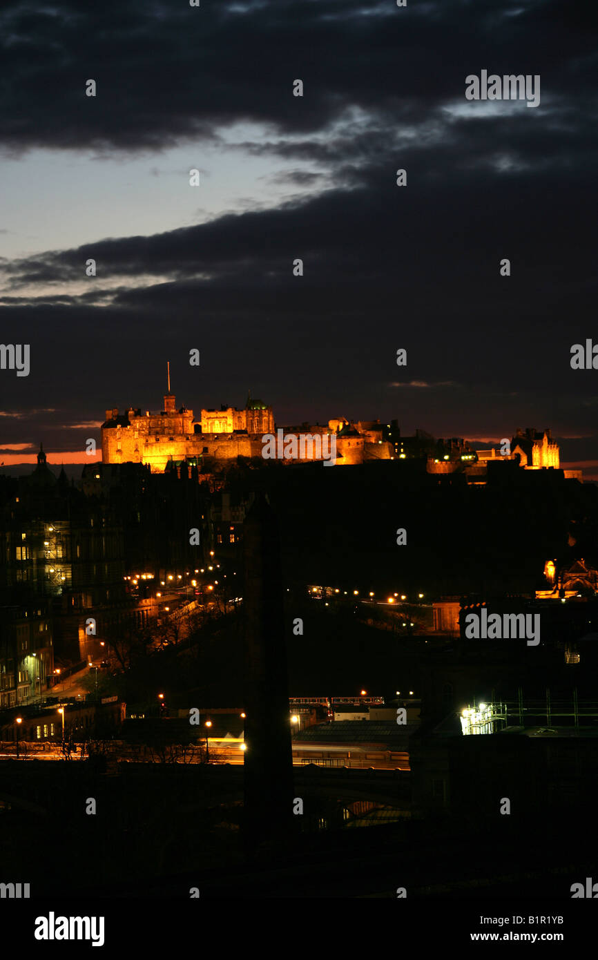 City of Edinburgh, Scotland. Sunset over Edinburgh city centre with ...