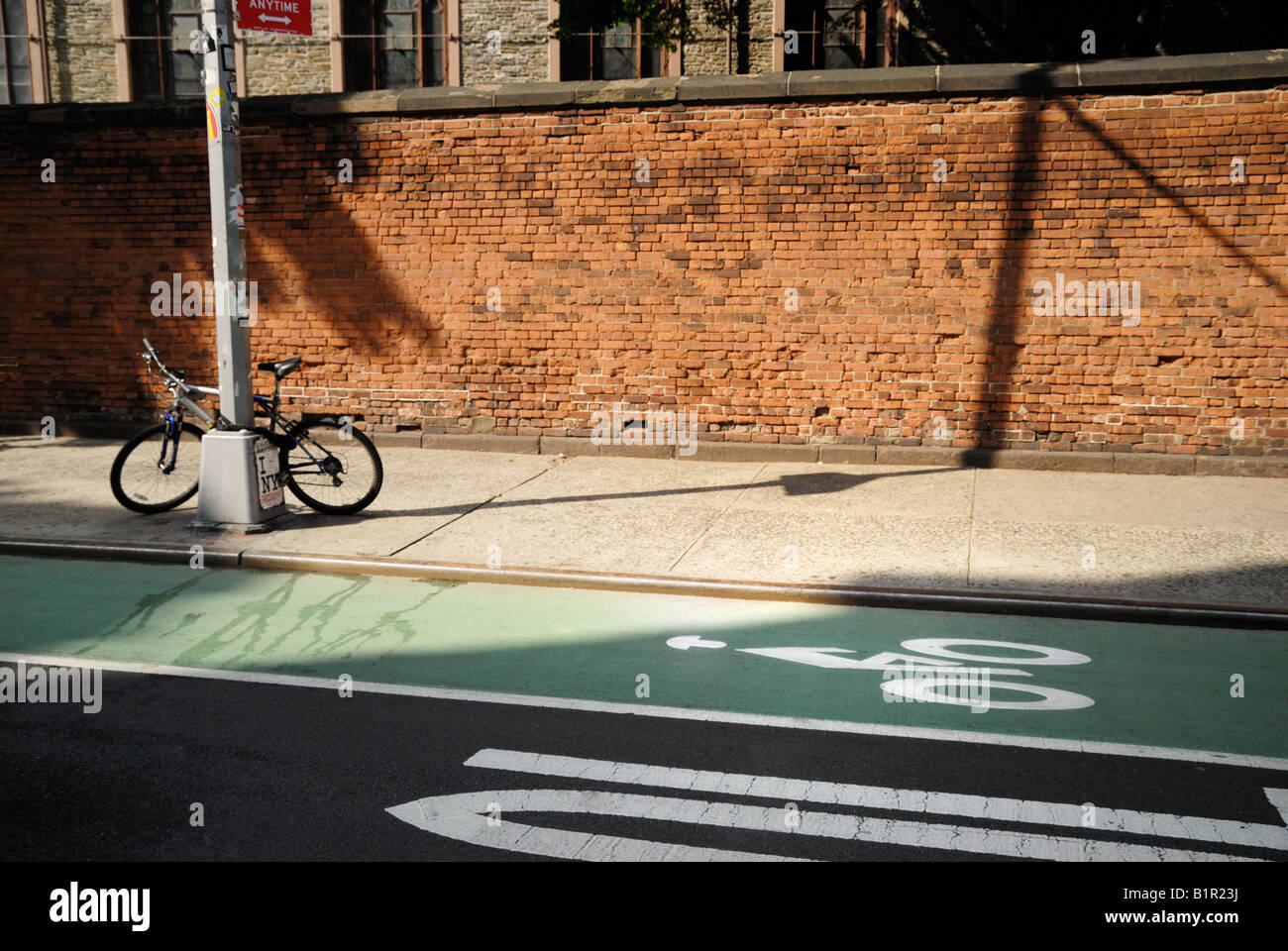 A bike path on Prince Street in Lower Manhattan in New York City Stock ...