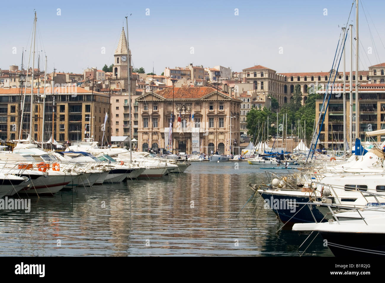 Marseille harbour facing the "Hotel de Ville" (Town Hall) in the middle ...