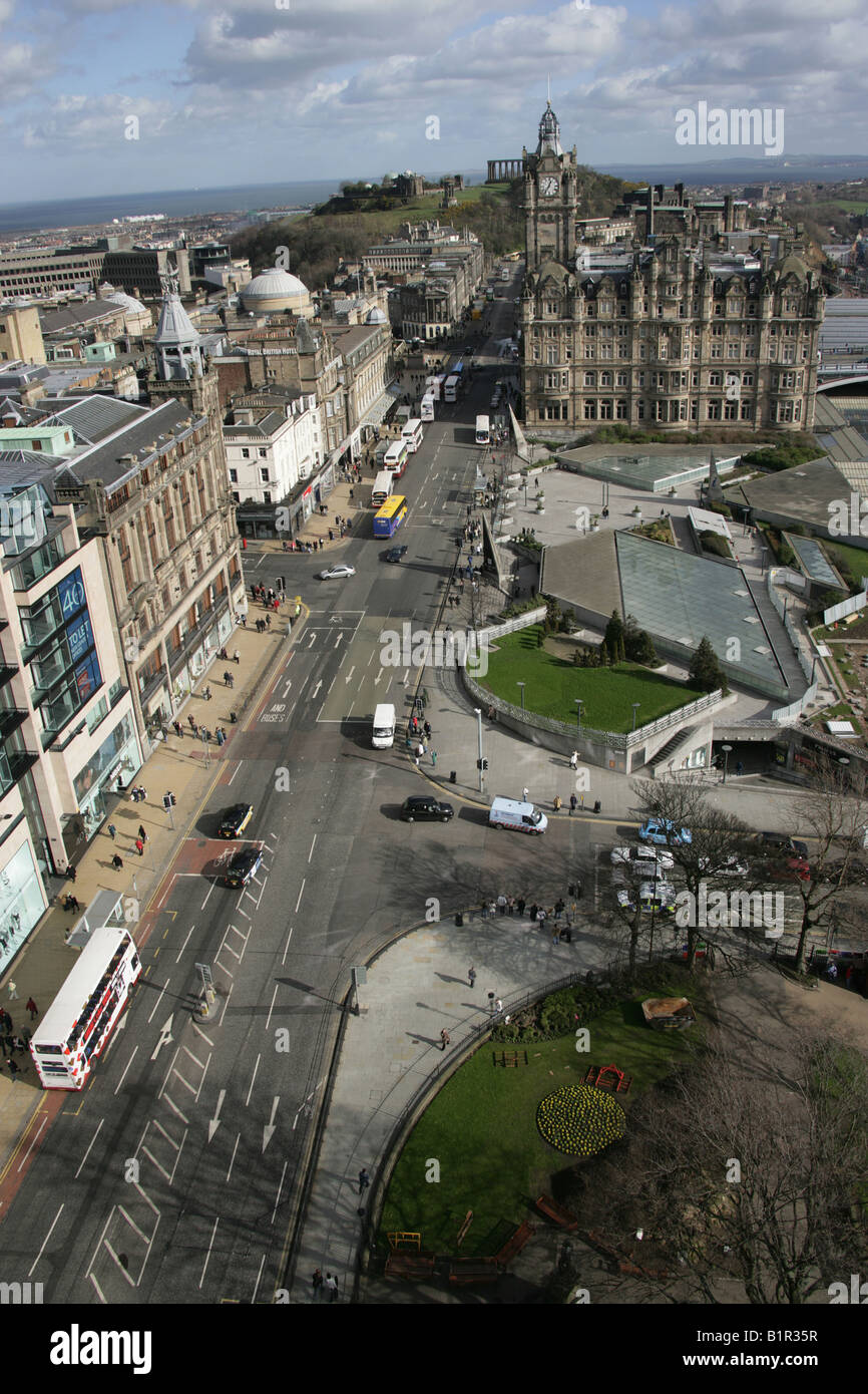 City of Edinburgh, Scotland. View of Princes Street with Princes Mall ...