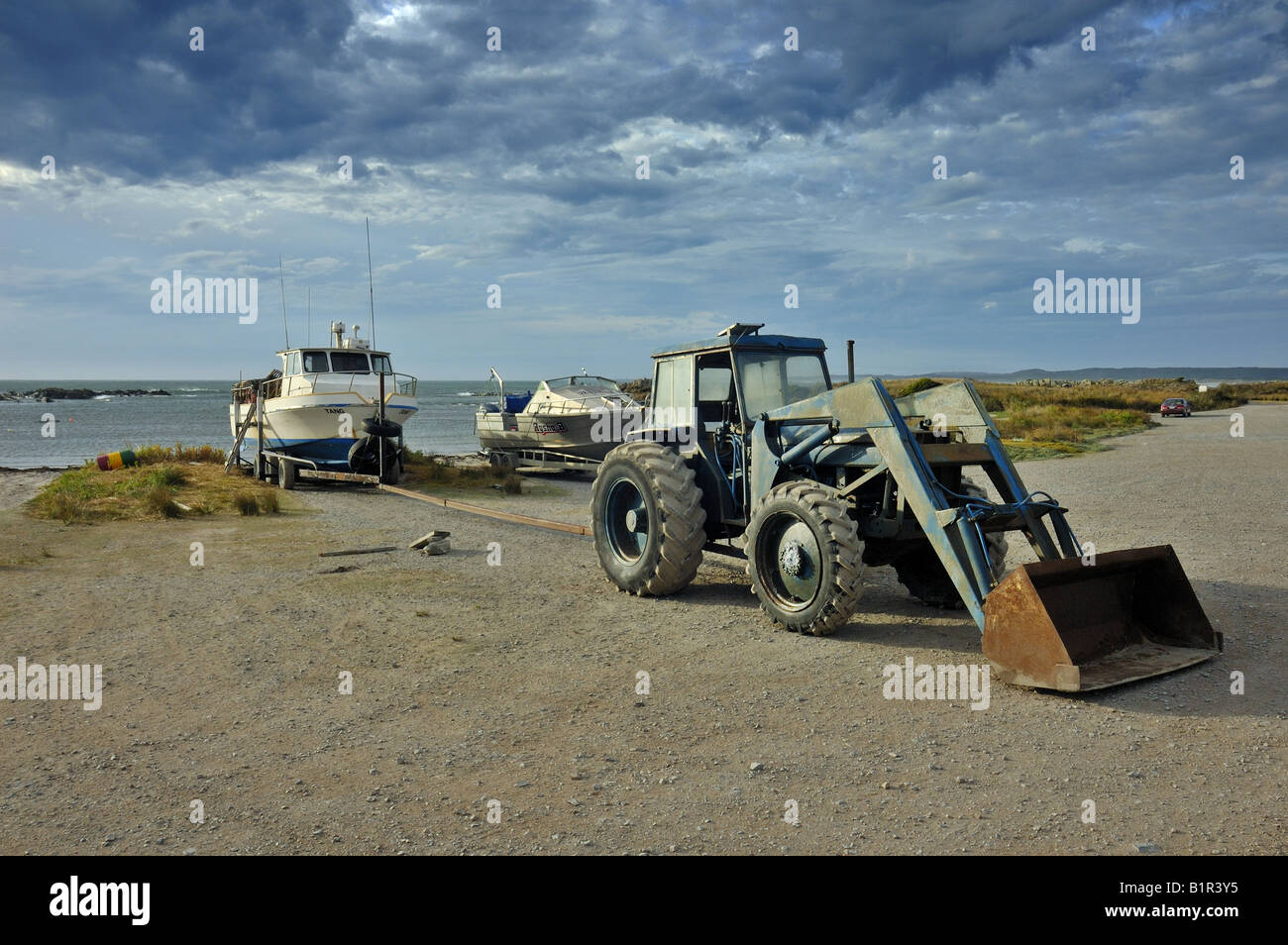 Fishing boats at Bluff Hill Point, Tasmania Stock Photo - Alamy