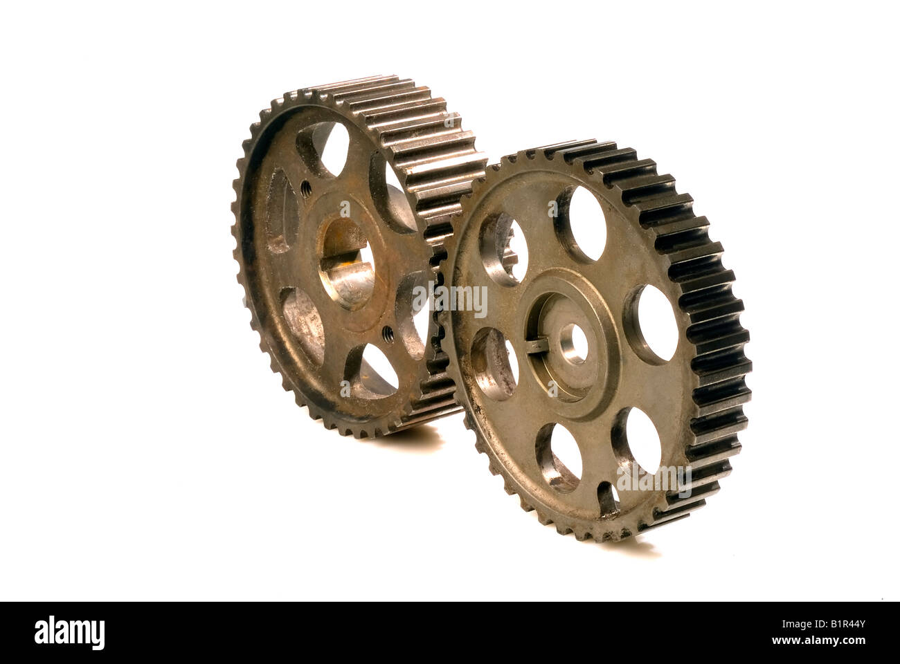 two cogwheels isolated on white Stock Photo - Alamy