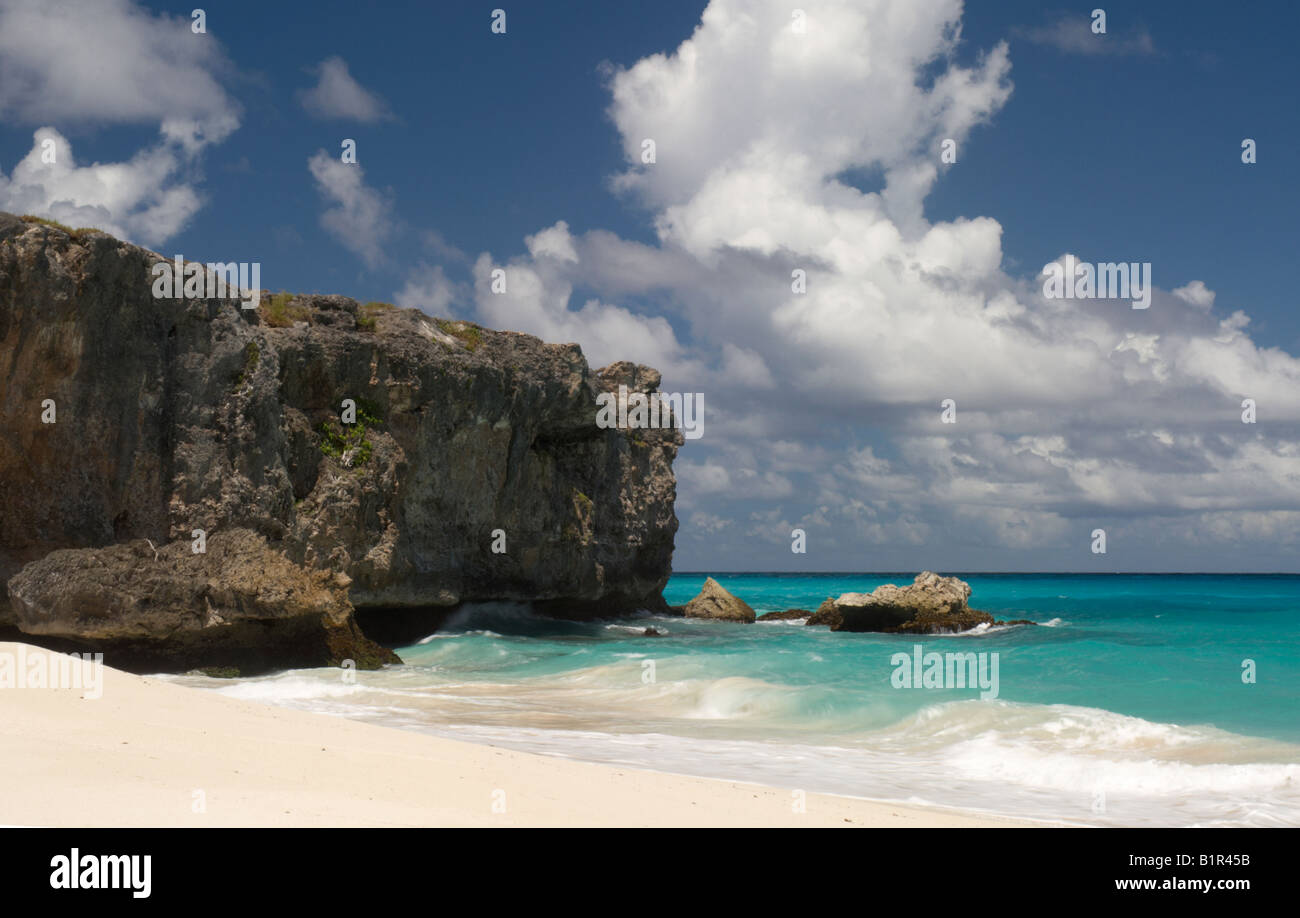 Waves crash ashore at Bottom Bay on the south western tip of Barbados ...