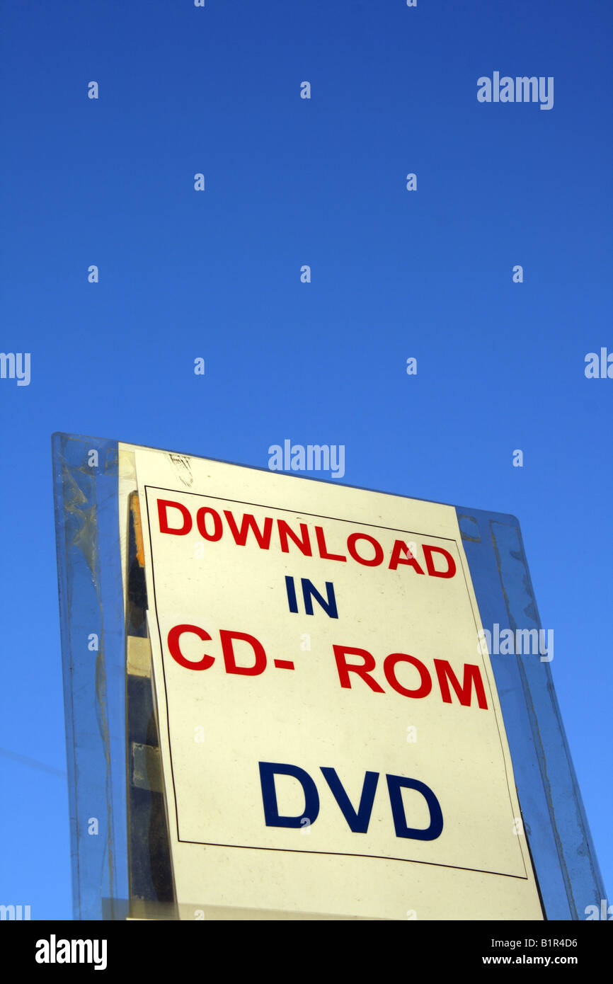 photo card download cd rom dvd sign outside shop Stock Photo - Alamy