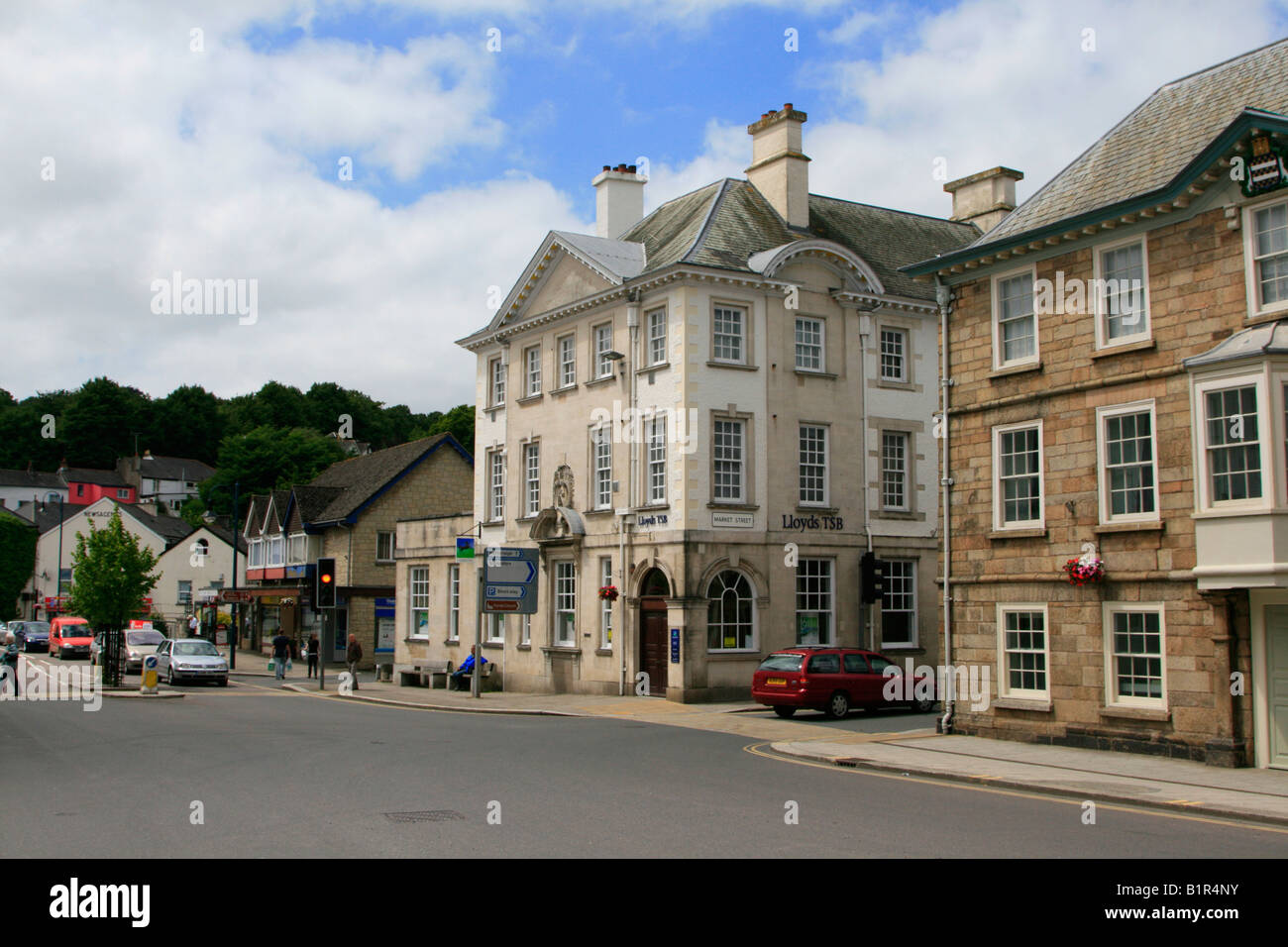 okehampton high street town centre shops devon england uk gb Stock ...