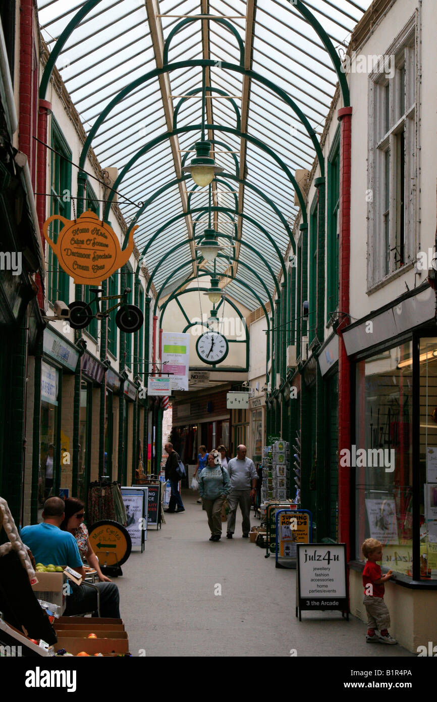 okehampton high street shopping arcade town centre shops devon england ...