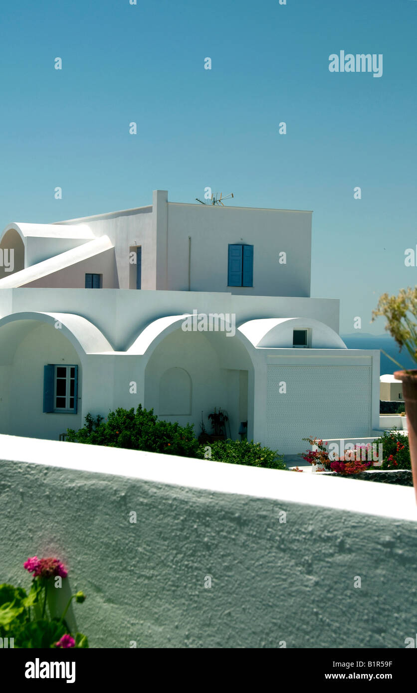greek island house cyclades architecture over aegean sea santorini ...