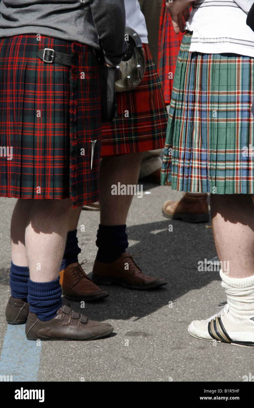 scottish rugby fans wearing tartan kilts Stock Photo - Alamy