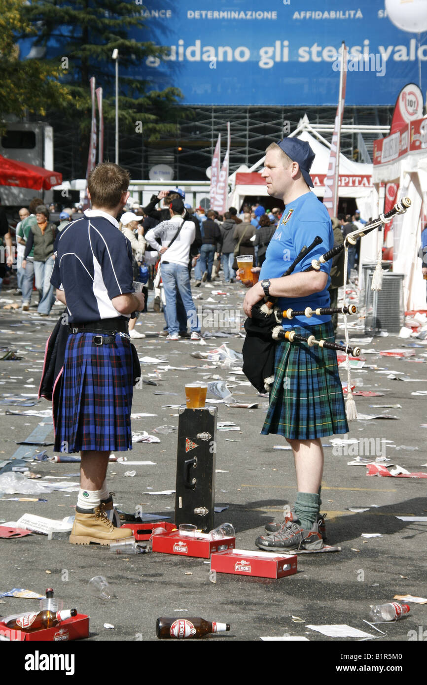 scottish rugby fans wearing tartan kilts in rome, italy Stock Photo - Alamy
