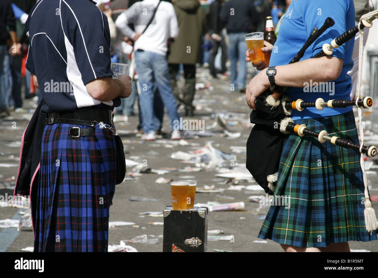 scottish rugby fans wearing tartan kilts Stock Photo - Alamy