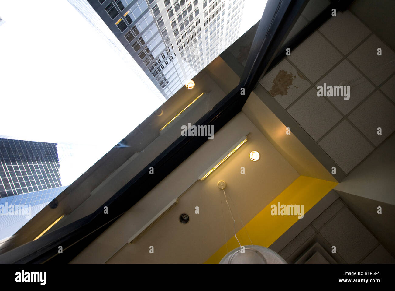 Looking up at the ceiling of a sandwich shop in New York City Stock ...
