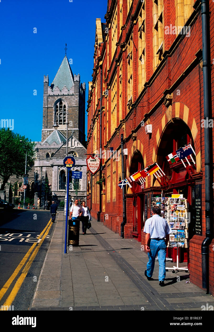 Dublin City, Street Scene With View of, Christchurch Cathedral Stock ...