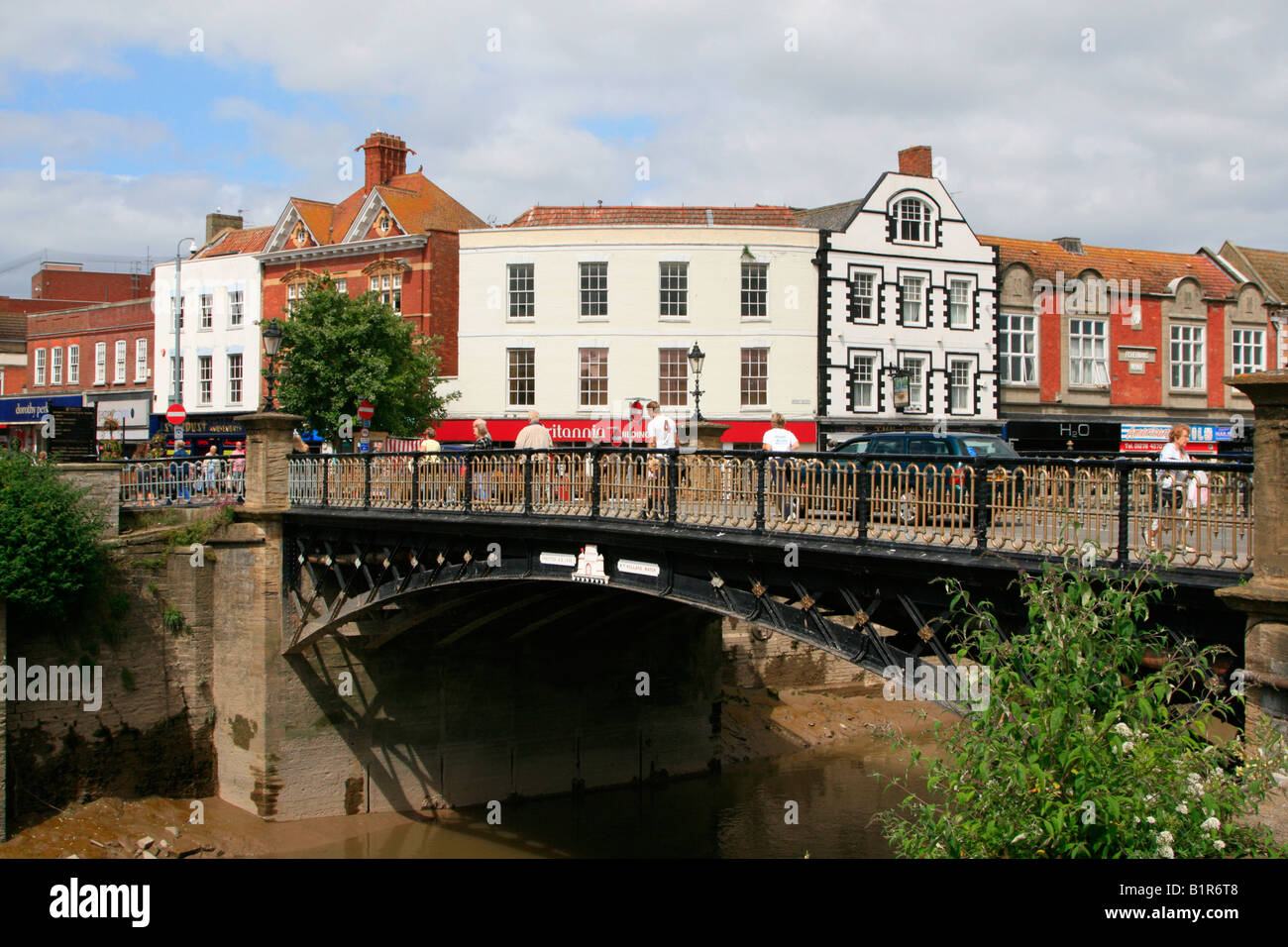 river parrett town bridge market town centre Bridgwater Somerset ...