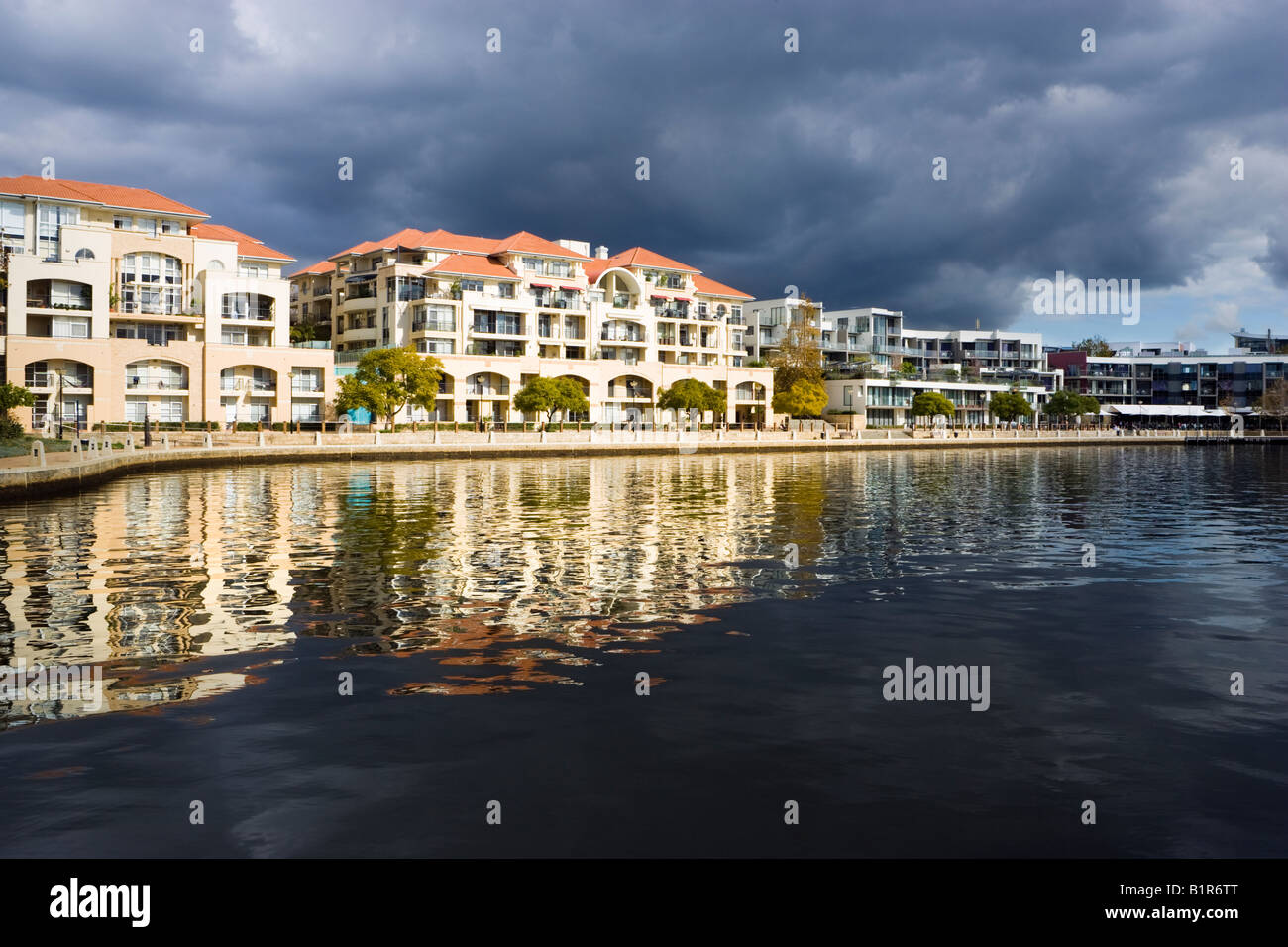 Luxury houses beside the Claisebrook Cove redevelopment in East Perth ...