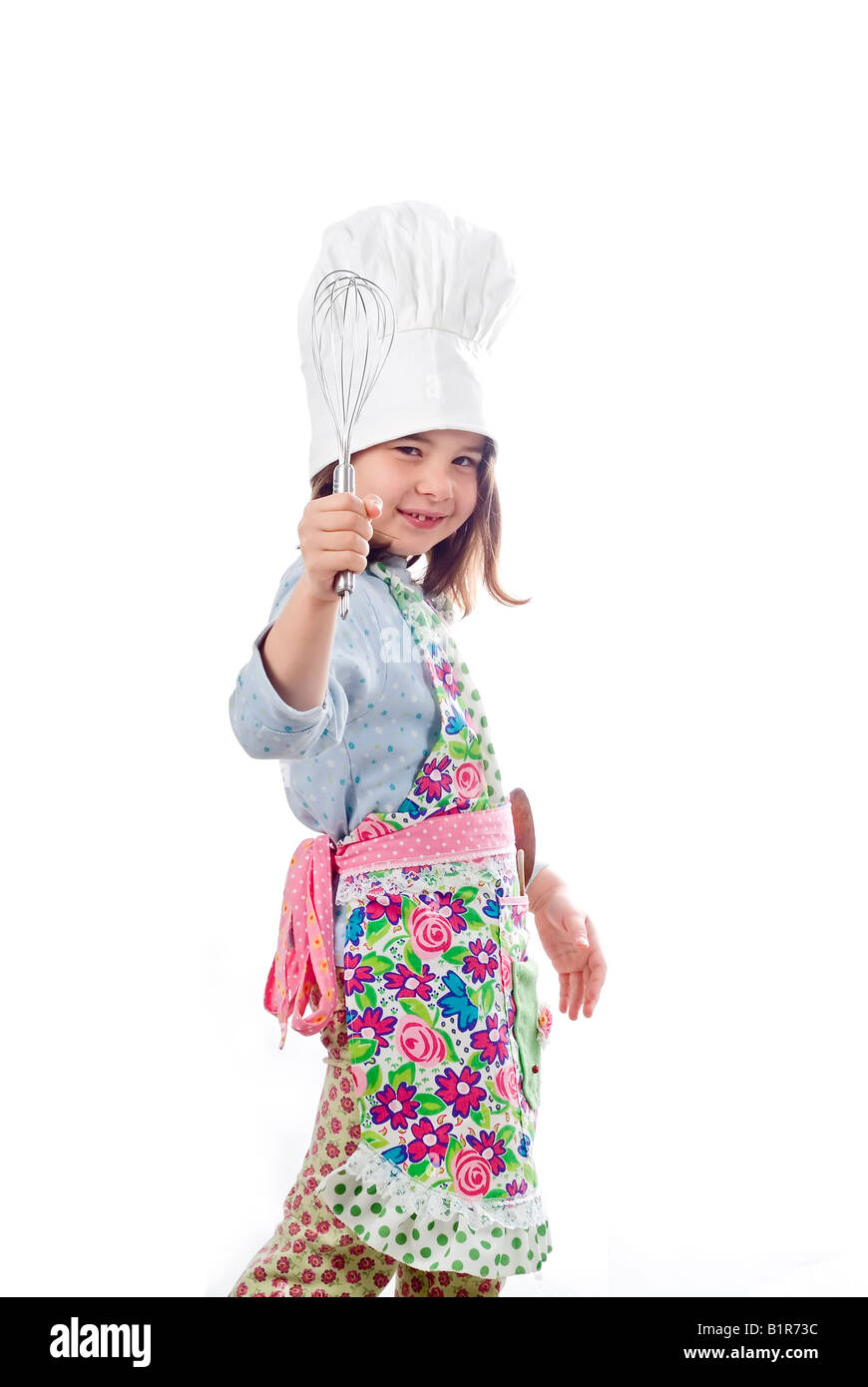 little cook girl isolated on white Stock Photo - Alamy
