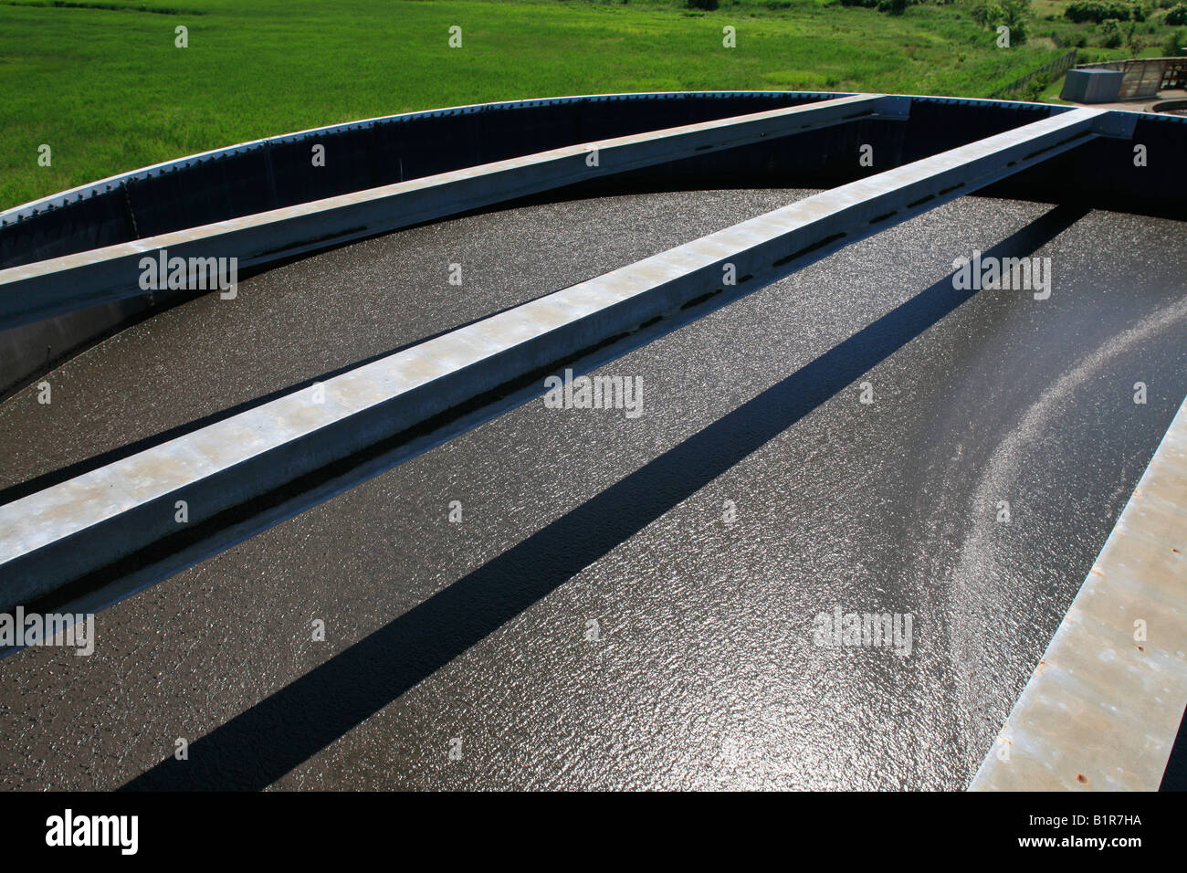 collecting basin of clearing sludge in a sewage treatment plant Stock ...