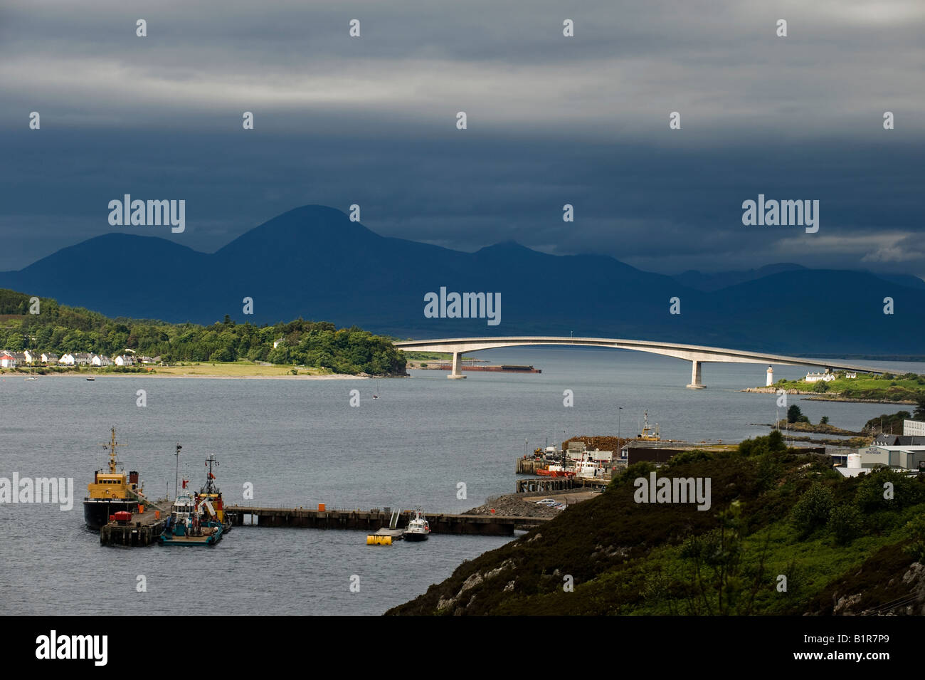 Skye Bridge over Loch Alsh connecting the Isle of Skye to the island of ...