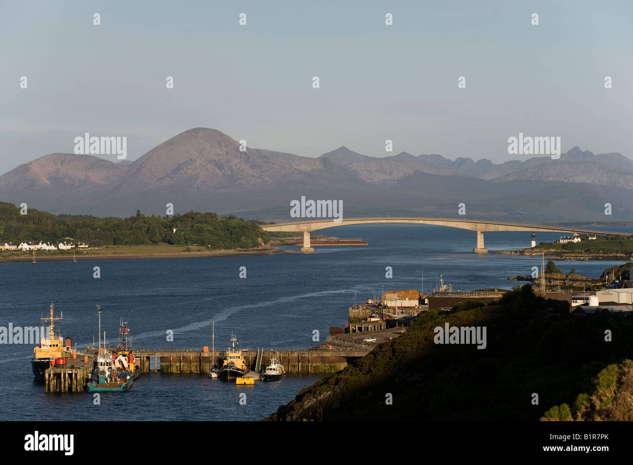 Skye Bridge over Loch Alsh connecting the Isle of Skye to the island of ...