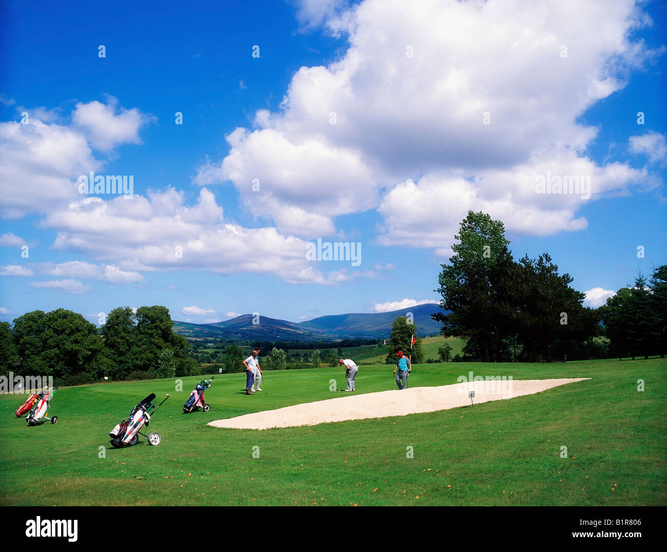 Borris, Co Carlow, Ireland, Golf Courses With Mt. Leinster Stock Photo ...