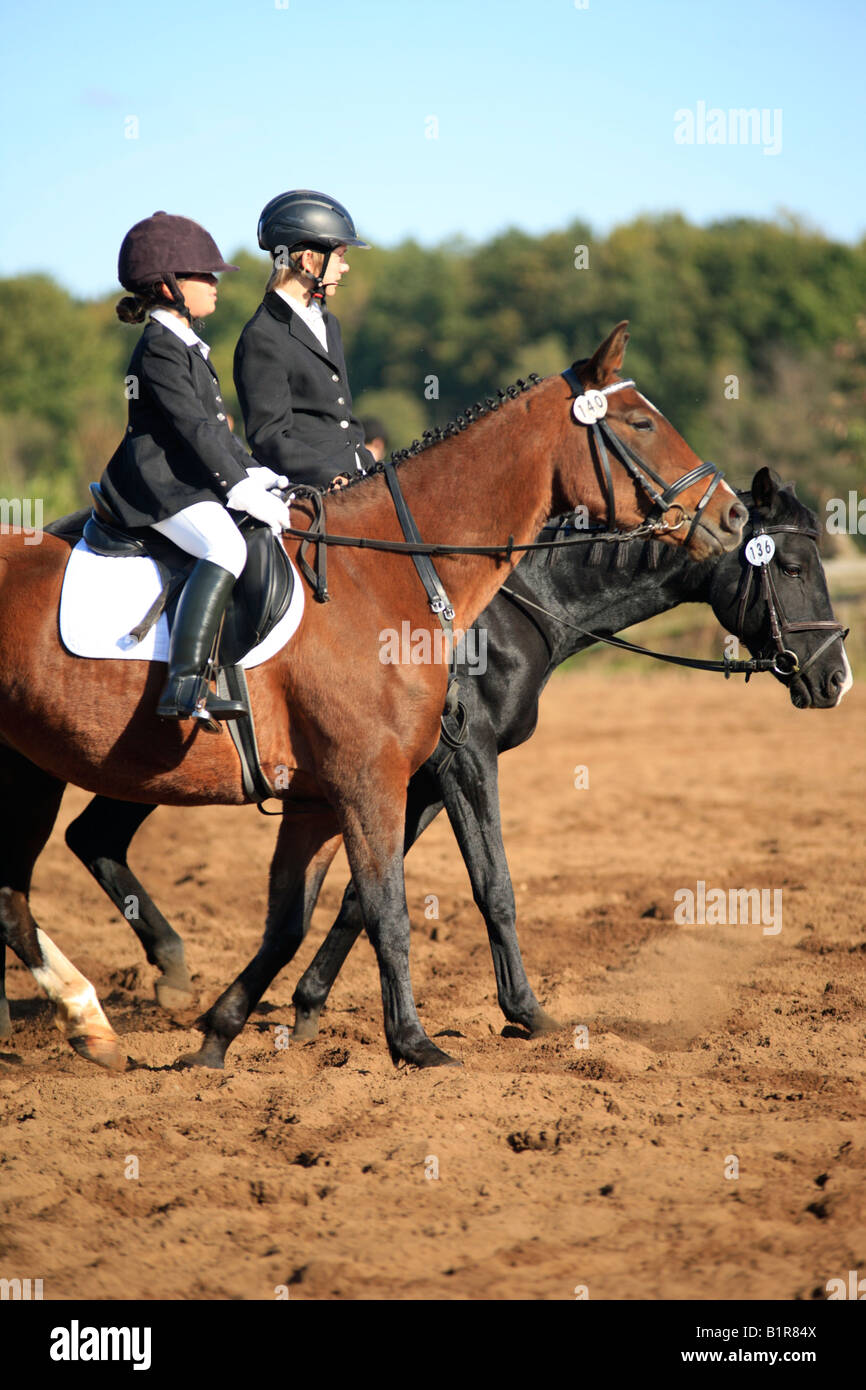boy and girl horseback riding together Stock Photo - Alamy