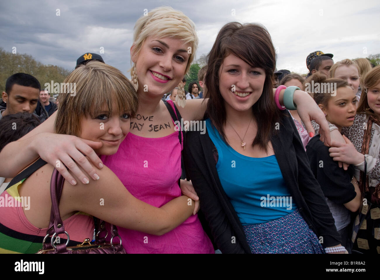 Teenage girls at a music concert in Victoria Park Hackney London Stock ...