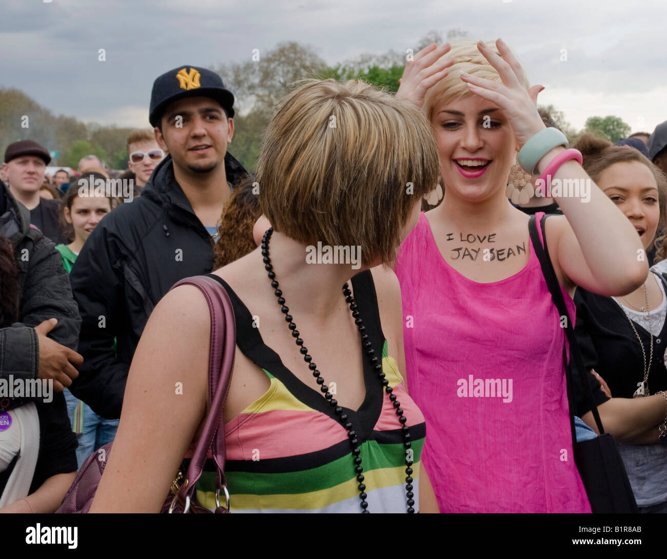Teenage girls at a music concert in Victoria Park Hackney London Stock ...