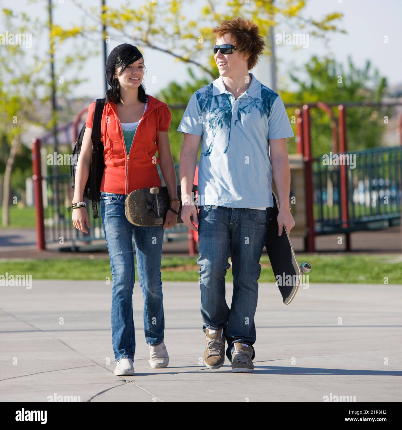 Two kids walk home Stock Photo - Alamy