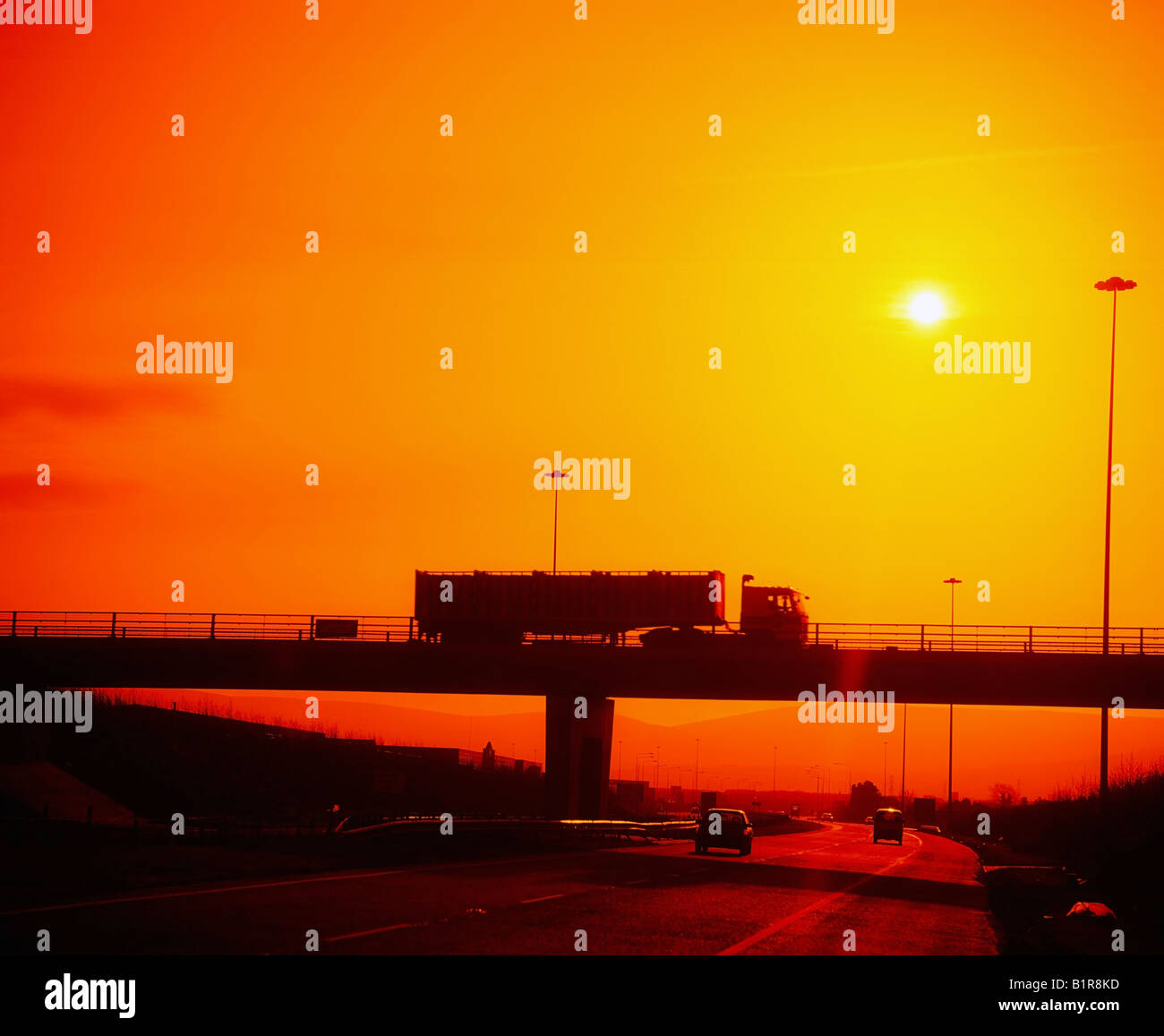 Ireland, Truck Crossing Highway Bridge Stock Photo - Alamy