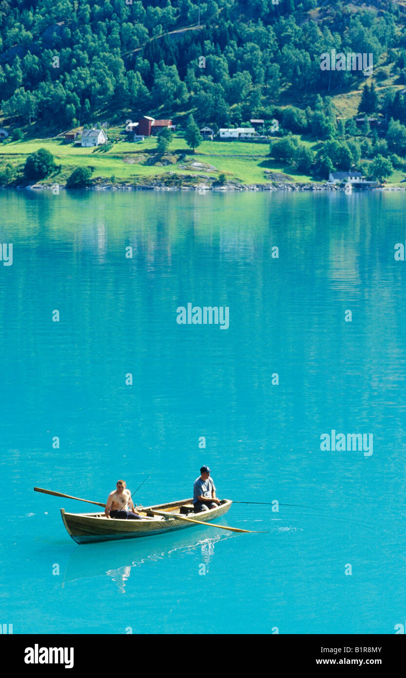 angling from rowing boat on Lusterfjord in Norway Stock Photo - Alamy