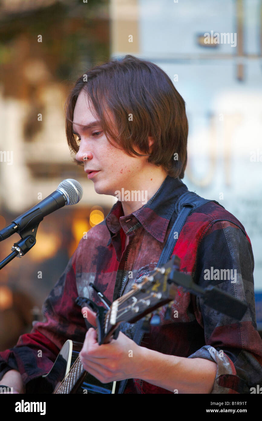 Singer performing in Paris on the day of the Fête de la Musique 21st ...