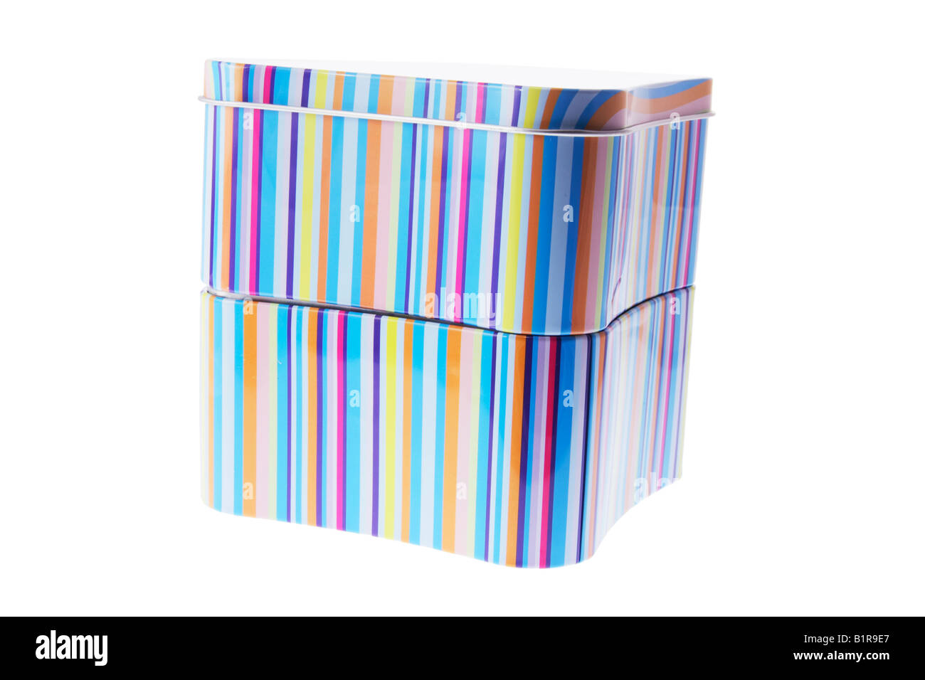 Striped Tin Boxes Stock Photo - Alamy