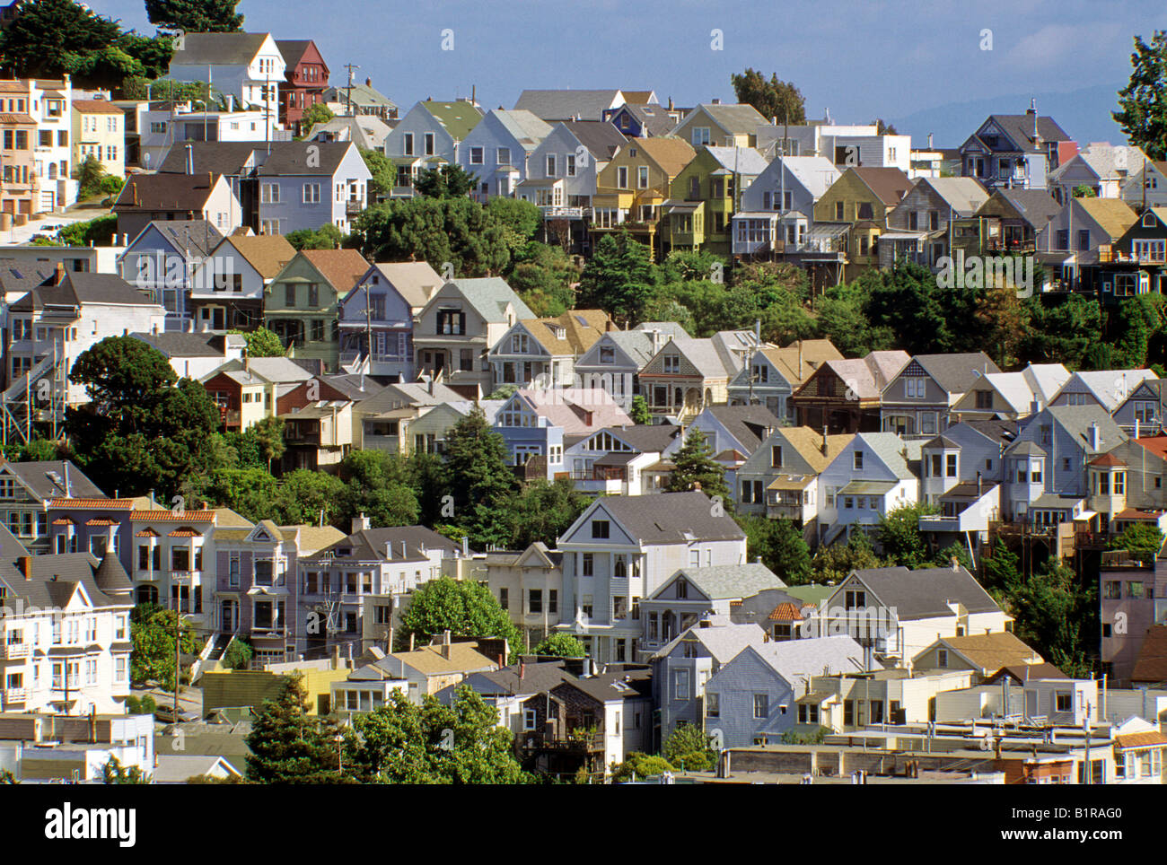 Detail view of residential housing near the Mission District San ...