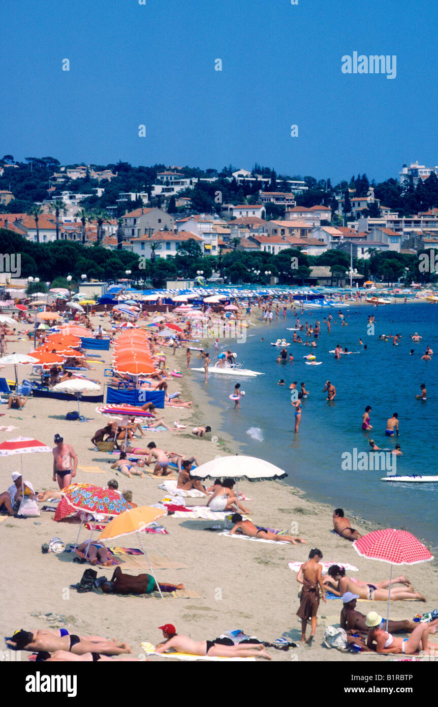 Sainte Maxime Beach town Var France French Riviera sunbathing ...