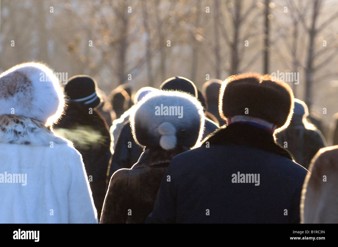 Fur hats Manezhnaya Square Moscow Russia Stock Photo - Alamy