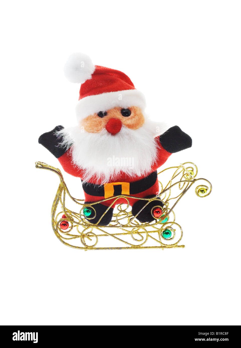 Santa Claus in sledge on white background Stock Photo - Alamy