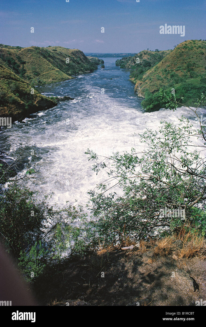 Looking down the river Nile from the top of Murchison Falls Uganda East ...