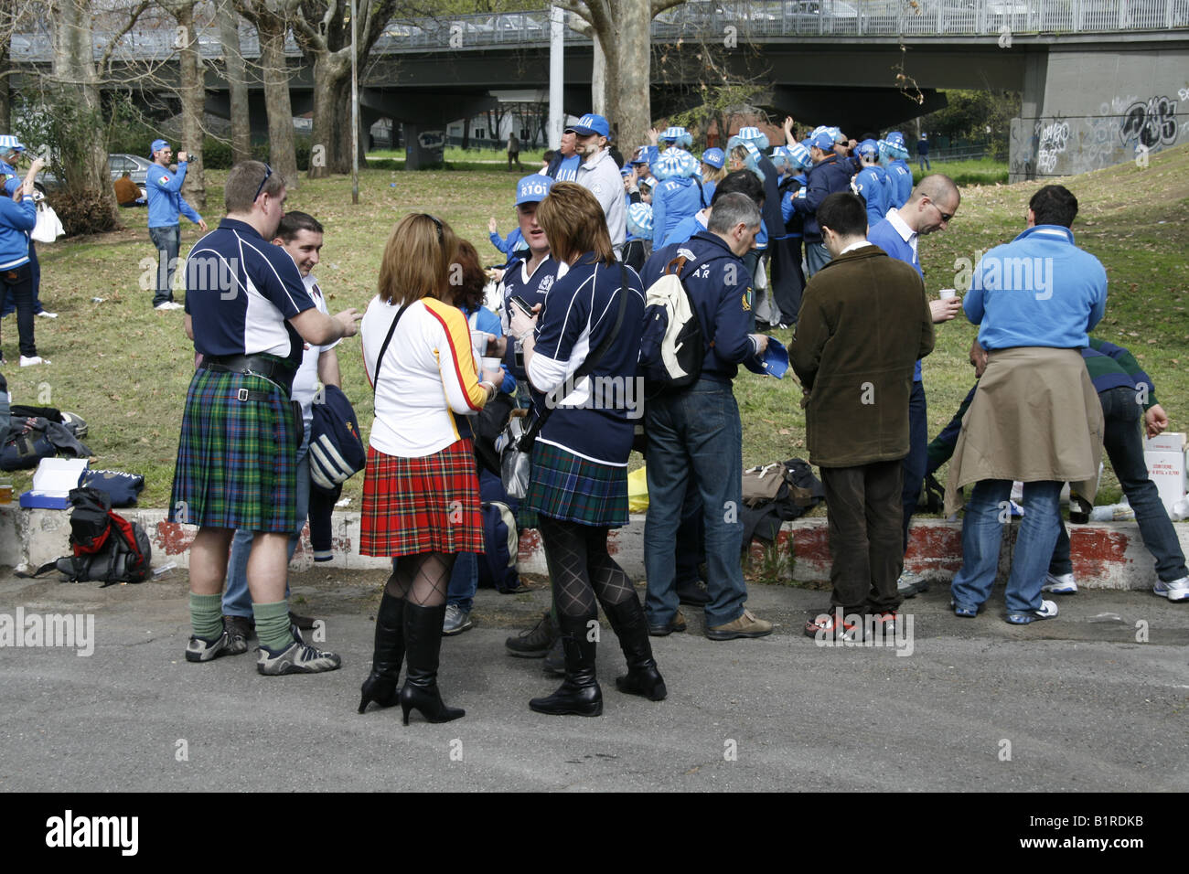 scottish rugby fans in rome for a six nations match versus italy Stock ...