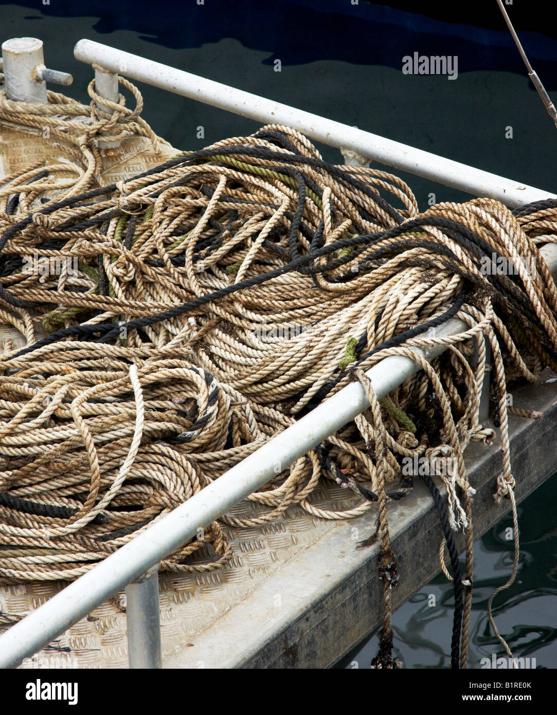 Ropes on a fishing boat Stock Photo - Alamy