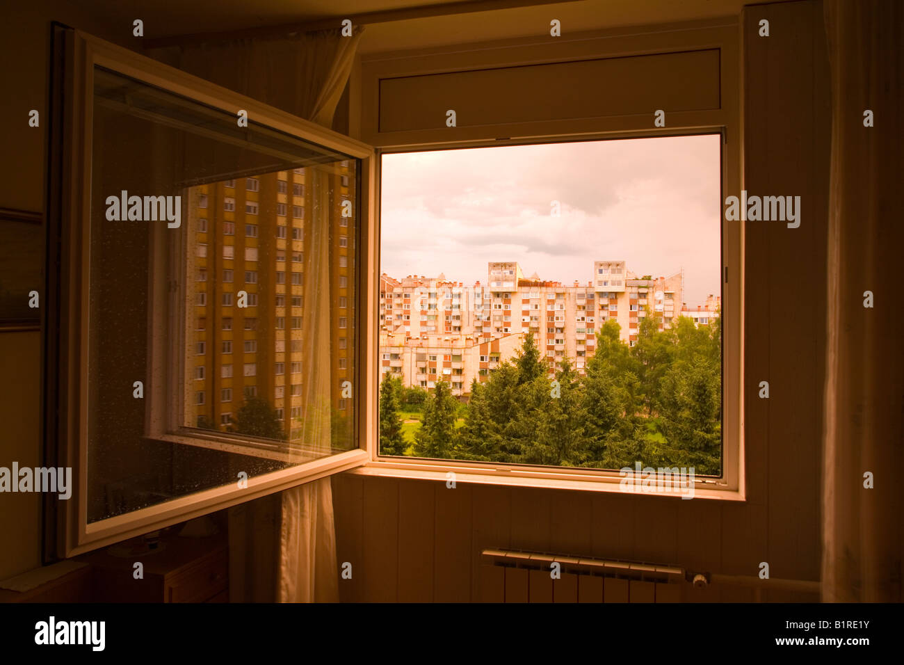 View from a sixth floor apartment window as storm clouds gather over ...
