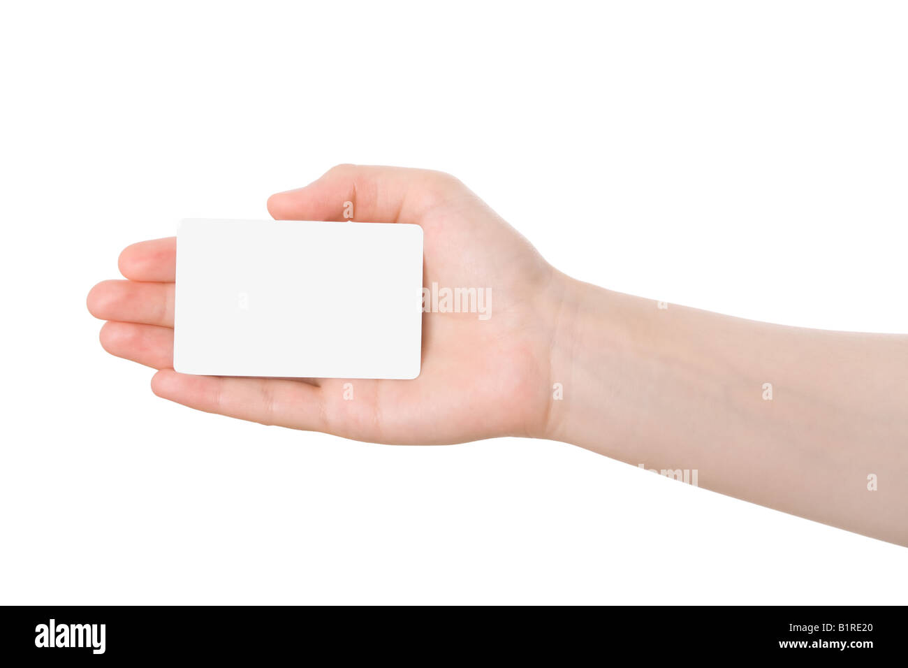 Hand holding a business card isolated on white background Stock Photo ...