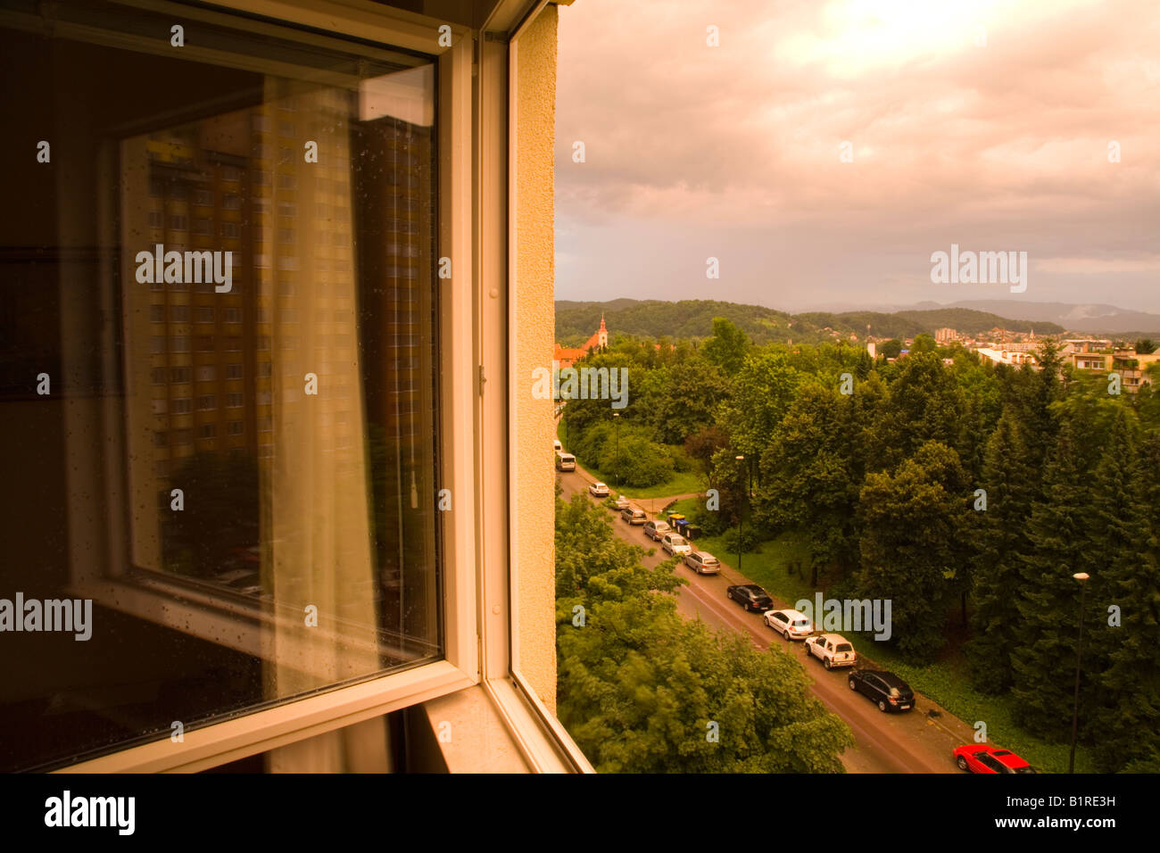 View from a sixth floor apartment window as storm clouds gather over ...