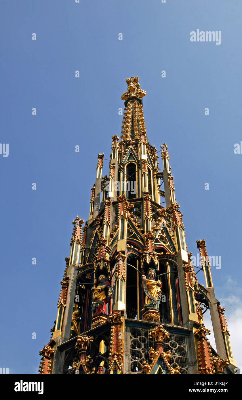 Schoener Brunnen Fountain, Hauptmarkt, Nuremberg, Middle Franconia ...
