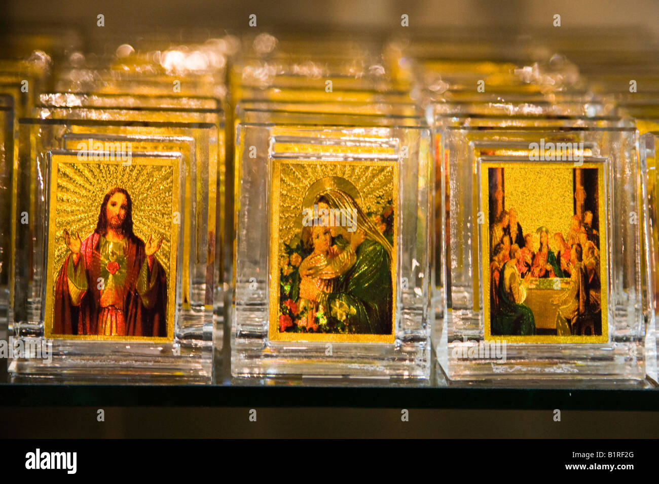 Icons depicting Christian images, Bethlehem, Israel Stock Photo - Alamy