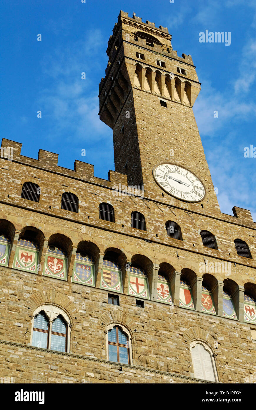 Facade and Tower of the Signoria, UNESCO world heritage site, Florence ...