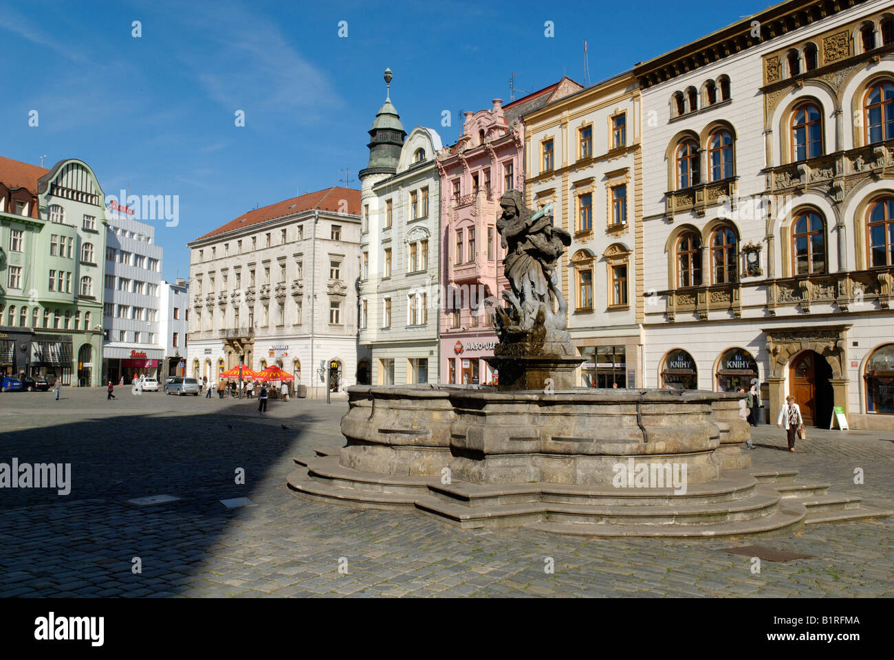 Marketplace, Upper Square of Olomouc, North Moravia, Czech Republic ...