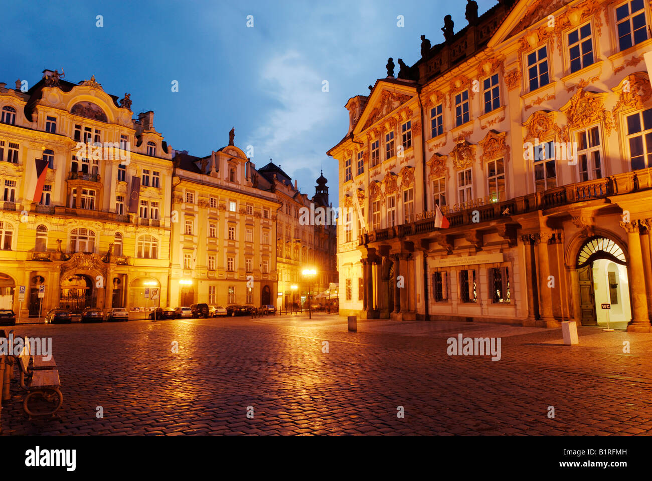 Old Town Square with Kinsky Palace, UNESCO World Heritage Site, Prague ...