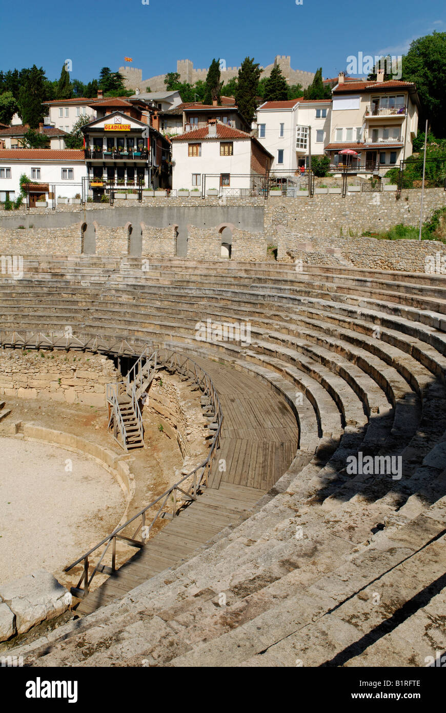 Ancient theatre in Ohrid on Lake Ohrid, UNESCO World Heritage Site ...