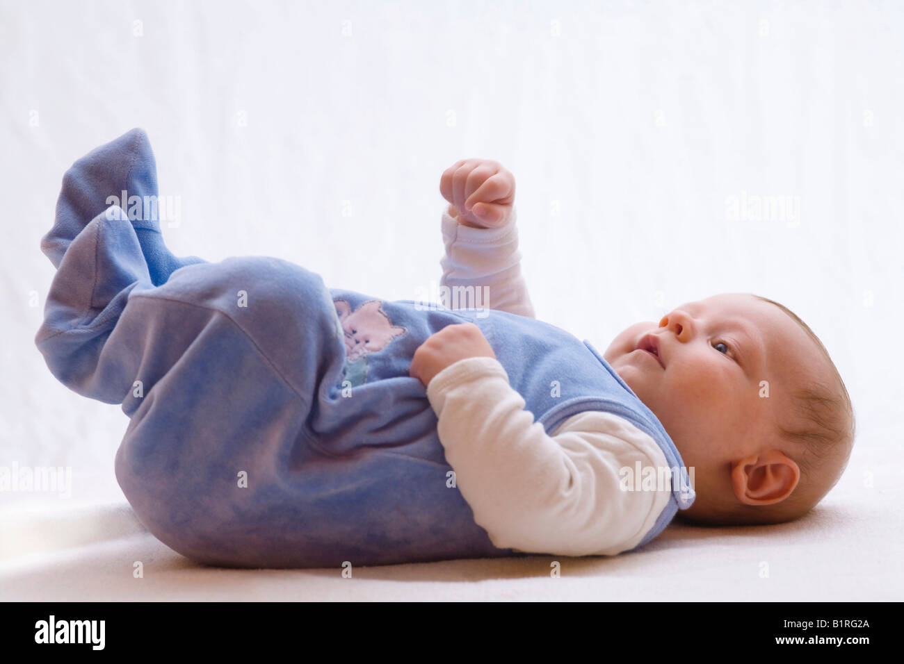 3-month-old baby, stretching arms into the air Stock Photo - Alamy