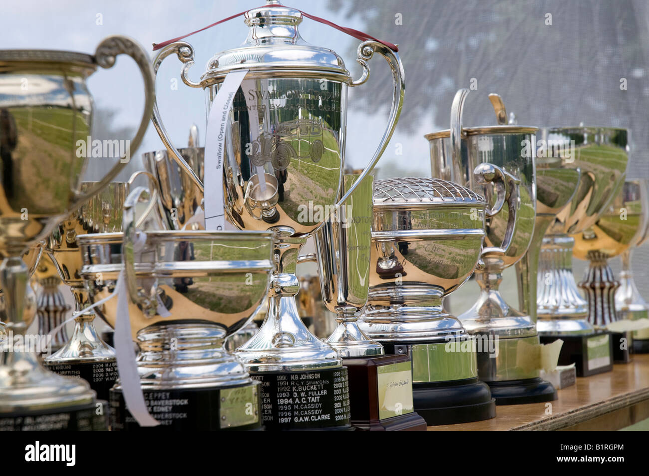 Trophy's on a table at a car rally Stock Photo - Alamy