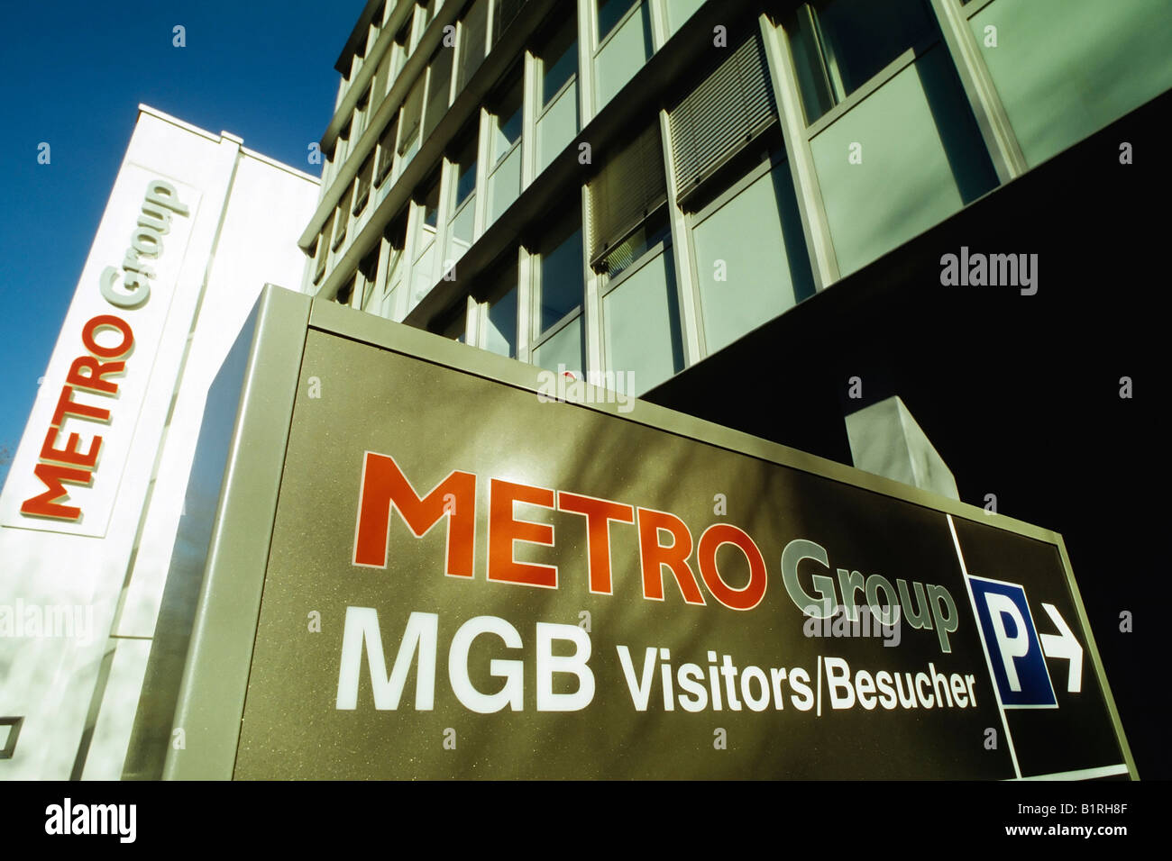 Entrance of the corporate headquarters of Metro AG, Duesseldorf, North ...